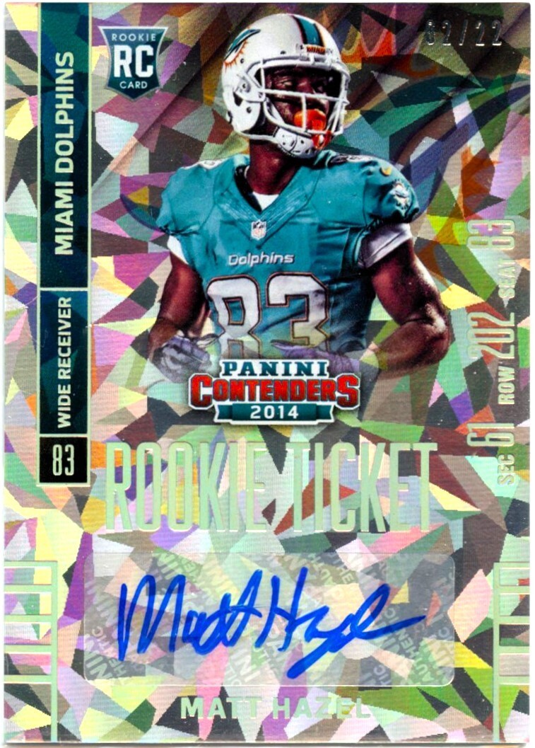 MATT HAZEL RC 2014 CONTENDERS CRACKED ICE ROOKIE TICKET AUTO 2/22 ...