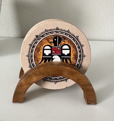 4 Kokopelli Native American Cup Coaster Stoneware Mid Century Modern ...