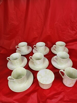 Oneida Deluxe Melmac Marbel Green Coffee Cups Creamer sugar w/lid set ...