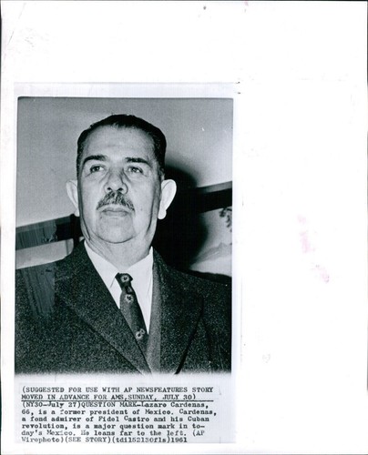 1961 Lazare Cardenas President Mexico Defense Minister Cuban Man ...