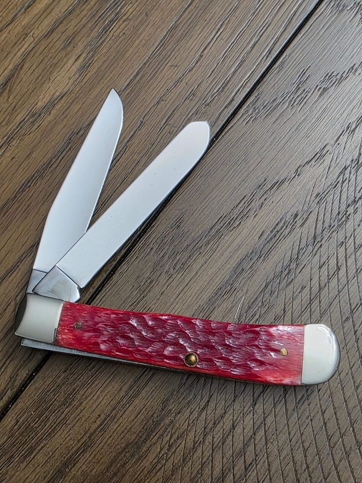 1996 Case XX Red Bone Trapper Shield Transition Knife | eBay