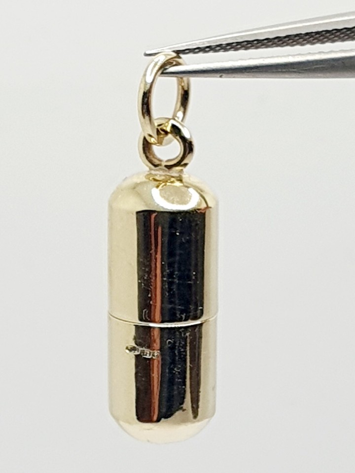 9ct Yellow Gold Pill Box / Snuff Box- Pill-shaped box Screw thread ...