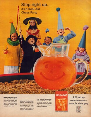 1964 Kool Aid Print Ad Kids Circus Party Step Right Up | eBay UK
