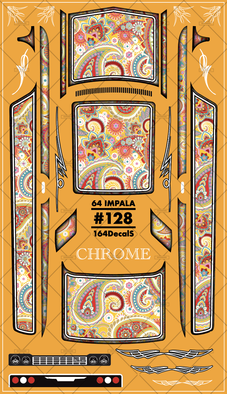 '64 IMPALA LOWRIDER CHROME Waterslide Decals 1/64 CUSTOM Hot Wheels ...