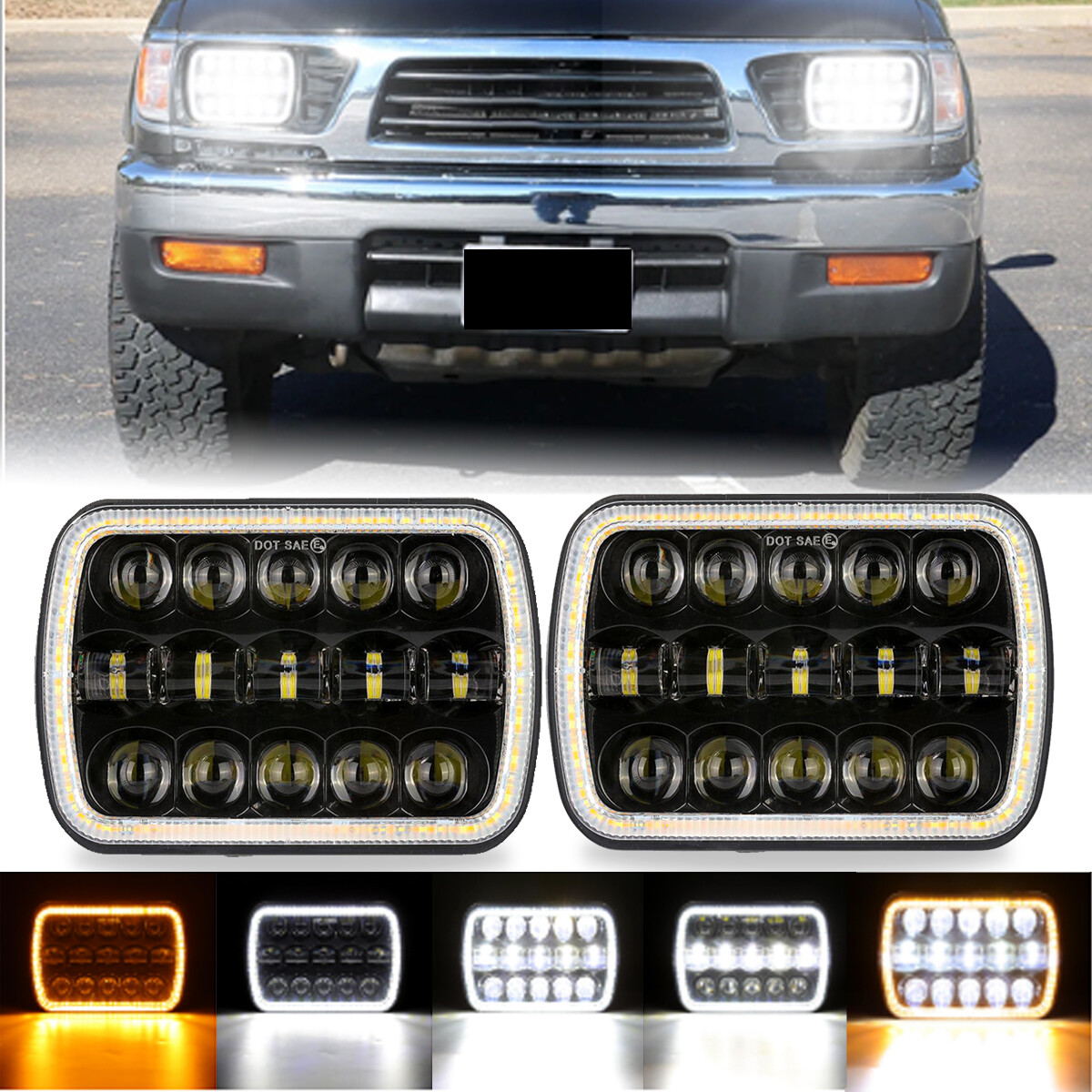 2Pcs 110w 5x7inch LED Headlights For Chevy Express Cargo Van 1500 2500 ...
