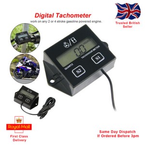 Digital Engine RPM Tachometer Hour Meter Gauge. For 2 and 4 Stroke ...