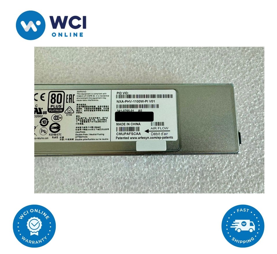 Cisco NXA-PHV-1100W-PI Nexus 1100W Platinum HVAC/HVDC PSU (Port Side ...