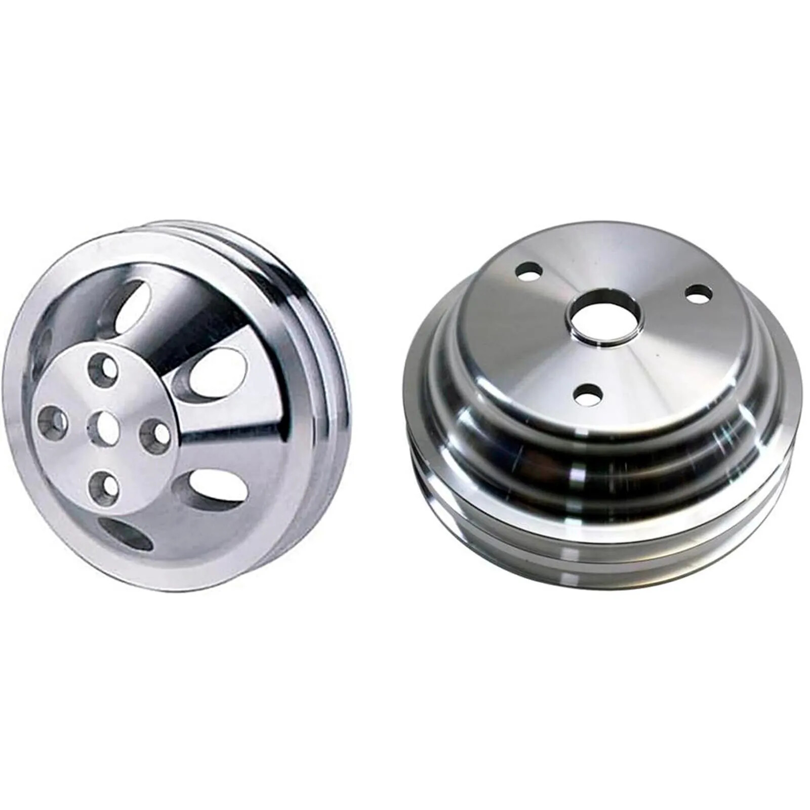 Small Block Chevy Machined Aluminum Double Groove Pulley Set, Long Pump ...