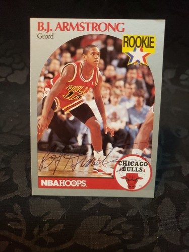 1990 NBA hoops #60 B.J Armstrong Bulls rookie signed autographed ...