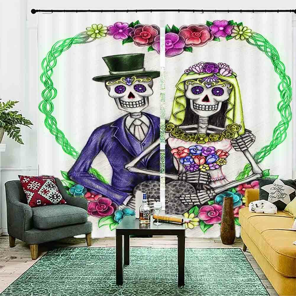 Skull Wedding Black Hat 3D Curtain Blockout Photo Printing Curtains ...