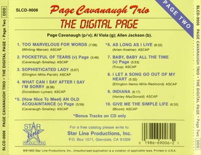 PAGE CAVANAUGH TRIO DIGITAL PAGE: PAGE TWO NEW CD 19866900621| eBay