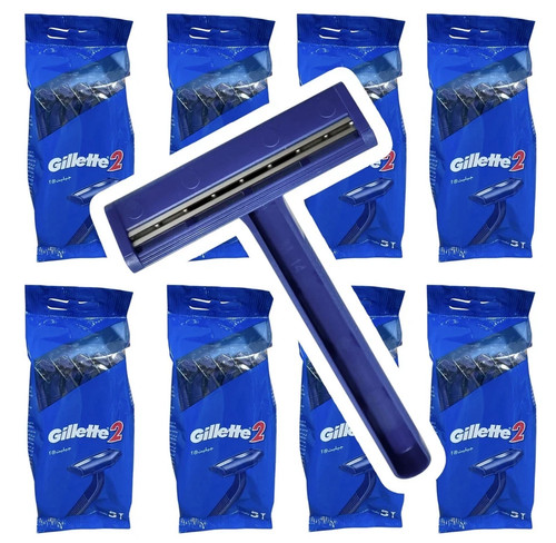 40 Authentic Gillette 2 Disposable Razors Twin Blade NO Lubrastrip 8 ...