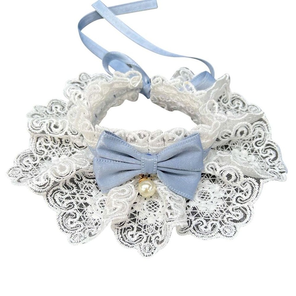 Necklace Neck Strap Pearl Collar Puppy String Bib Dog Neckerchief Lace ...