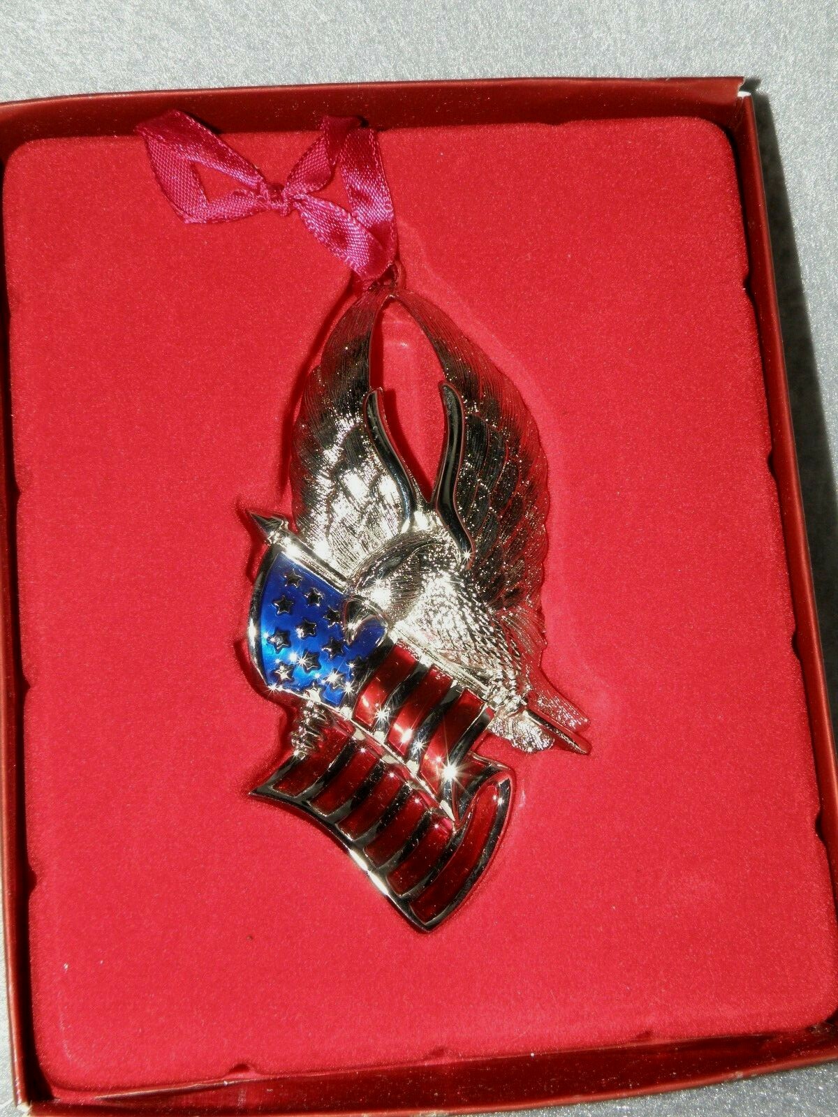 LENOX EAGLE & AMERICAN FLAG ~UNITED WE STAND~ PATRIOTIC ORNAMENT MIB | eBay