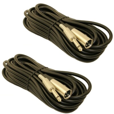 2 Pack 6Ft XLR 3Pin MALE to 1/4" MONO Plug Shielded MIC Microphone ...