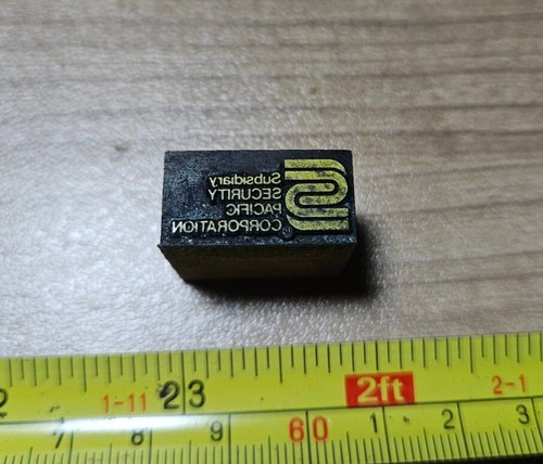 Vintage Letterpress Printing Block Security Pacific Corp Advertising ...