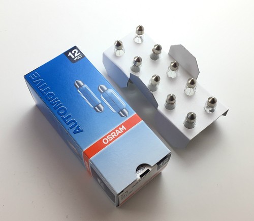 10 x Osram Lamp Lamps C10W 12V 10W Interior Lighting 6411 41mm Tubular ...