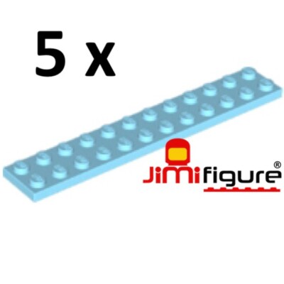 NEW 5 x LEGO Plate 2x12 Medium Azure 2445 Genuine Bulk Lot Blue 12x2 ...