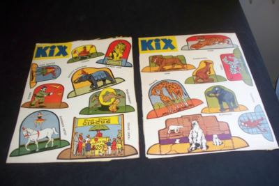 Lot of 2 Vintage 1940s Kix Cereal Box Ding Dong Circus Cut Outs General ...