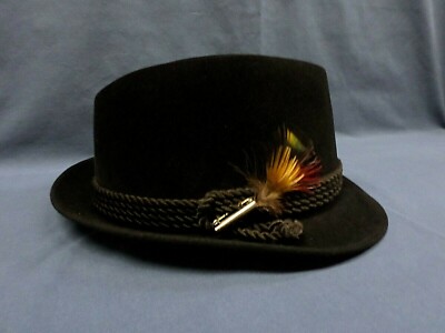 3573M Vtg 60's CARTIER Men's Hat 7.25 Signe Jolinmarc Black Wool Felt ...