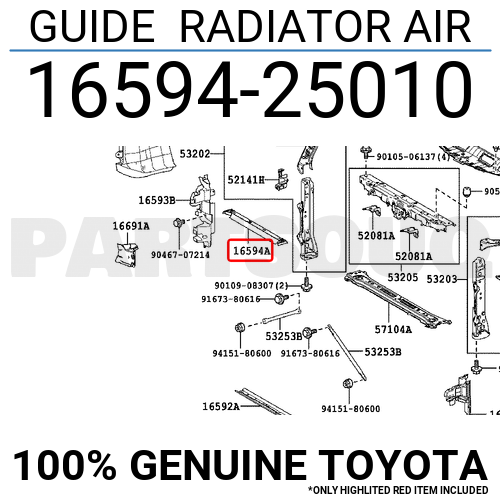 1659425010 Genuine Toyota GUIDE RADIATOR AIR 16594-25010 | eBay