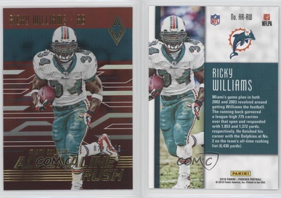 2016 Panini Phoenix Adrenaline Rush Red 22/349 Ricky Williams #AR-RW ...