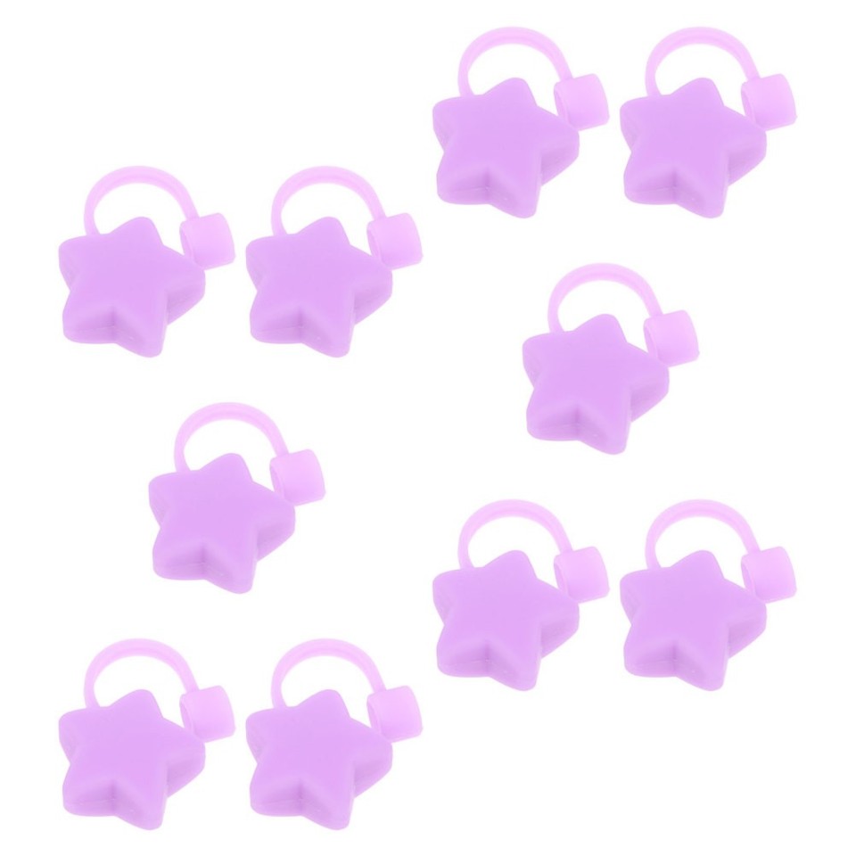 10pcs Reusable Silicone Straw Covers, Star Shape Tip Protectors for 6 ...