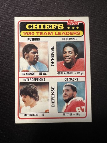 1981 Topps Chiefs Team Leaders Ted McKnight Marshall Gary Barbaro #394 ...