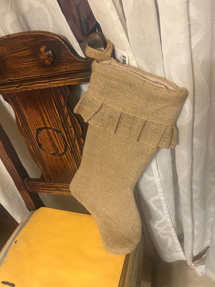 100% Natural Burlap Jute Holiday Christmas Stocking 19 in | eBay