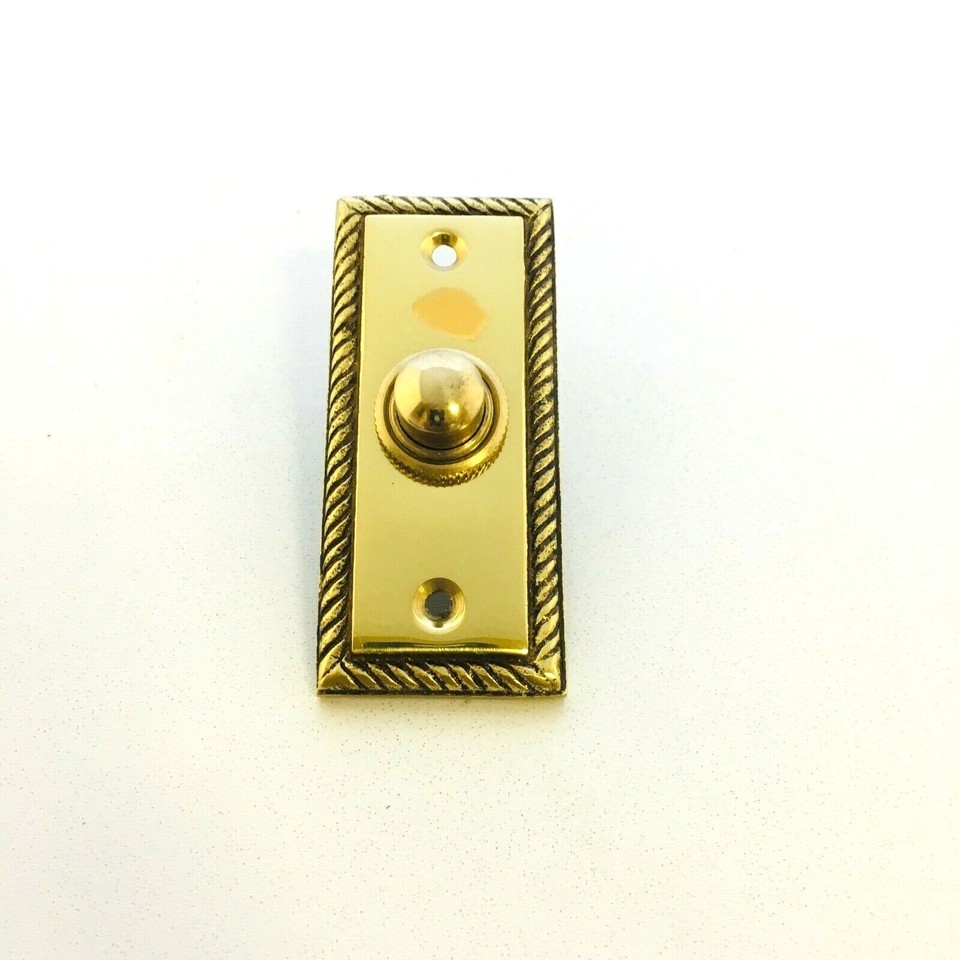 Solid Polished Brass Georgian Door Bell Chime Push Button Press | eBay UK
