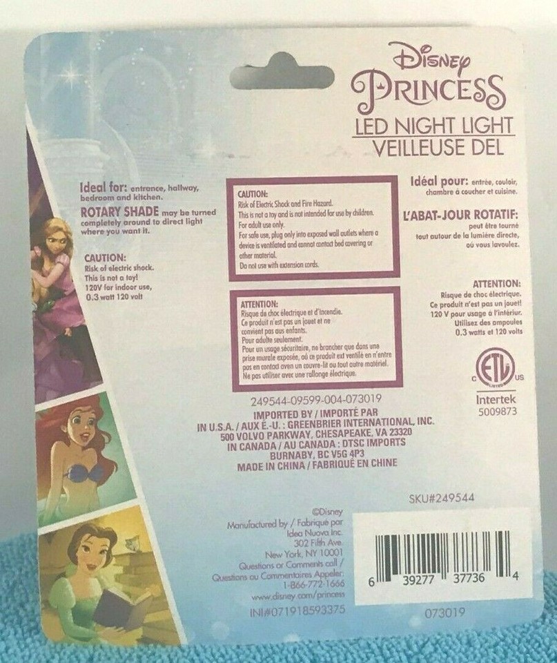 Disney Princess LED Night Light New With Bulb Included | eBay