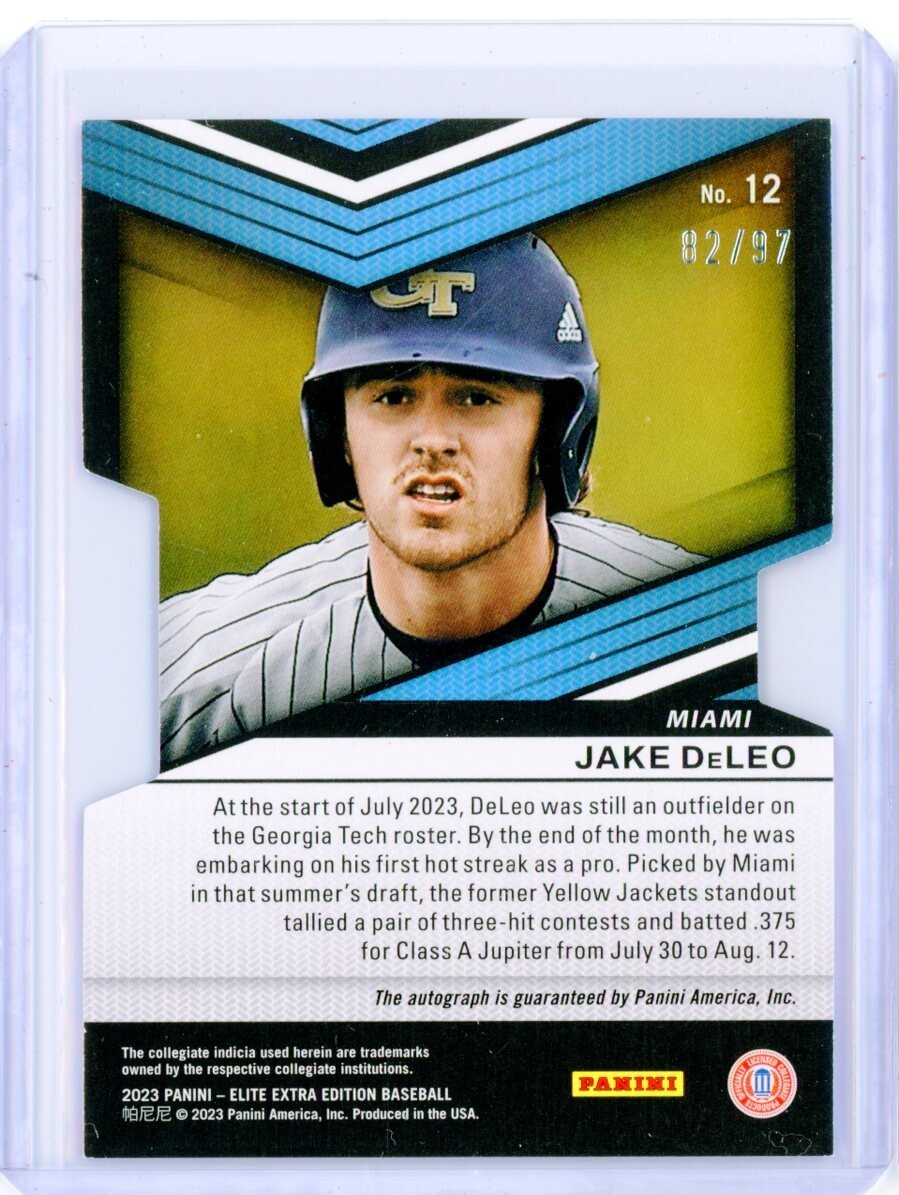 2023 Panini Elite Extra Edition JAKE DELEO Blue Asp AUTO Autograph RC ...