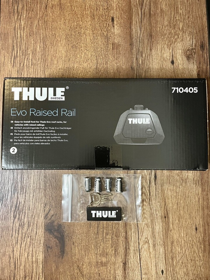 Thule Evo Raised Rail Foot Pack 710405 + Thule Metal Lock Set (Bundle ...