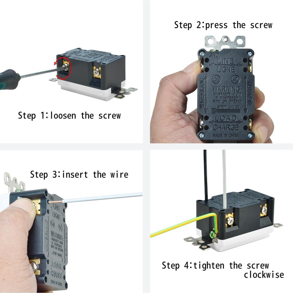 20A/125V Tamper Resistant GFCI Outlets Self-Test LED Indicator ...