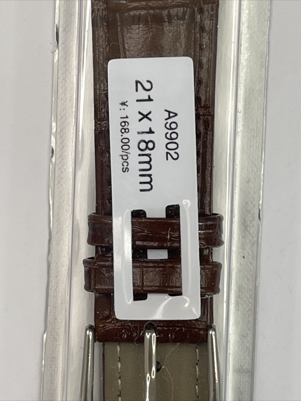 21mm Leather Watchband Watch Strap Wristwatch Band Buckle Belt-Dark ...