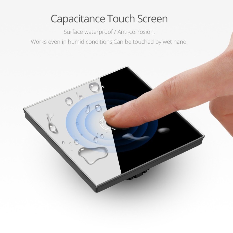 LED light Touch Switch EU/UK Tempered Glass Panel Sensor Wall lamp ...