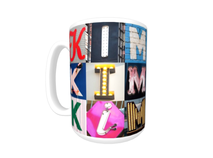 KIM Coffee Mug / Cup featuring the name in photos of sign letters | eBay