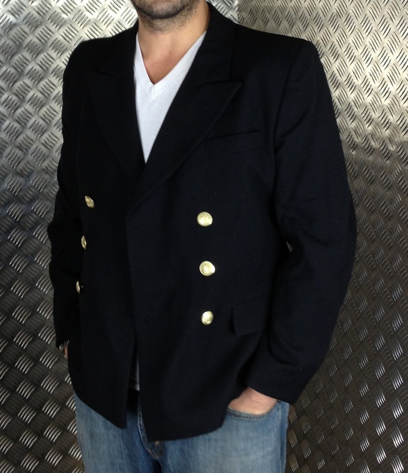 RN Naval Jacket Class I & III Double-breasted British Royal Navy Anchor ...