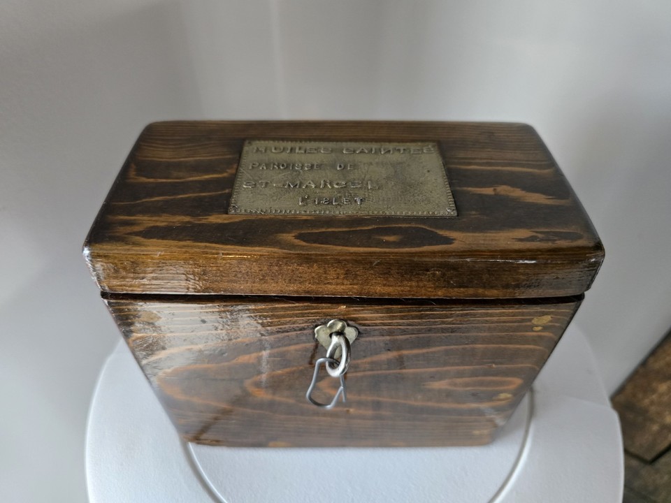 ANTIQUE 1890 RELIGIOUS CATHOLIC HOLY OIL STOCK BOTTLE WOOD BOX ...