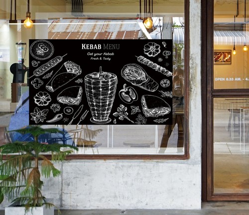 3D Grill Kebab Shop BBQ O1550 Window Stickers Vinyl Wallpaper Wall ...
