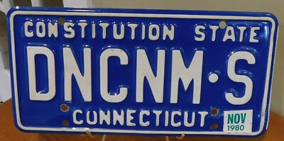 1980 Connecticut Vanity License Plate "DNCNM-S" | eBay