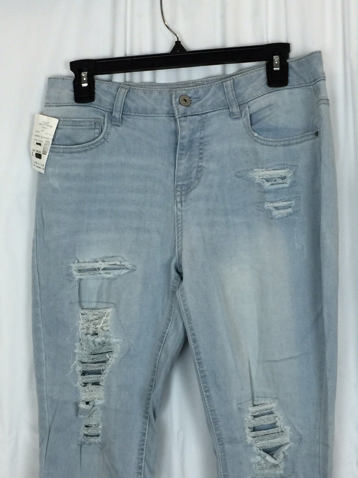 NoBo No Boundaries Junior’s Jeans Light Blue Distressed Mid Rise Sz 11 ...