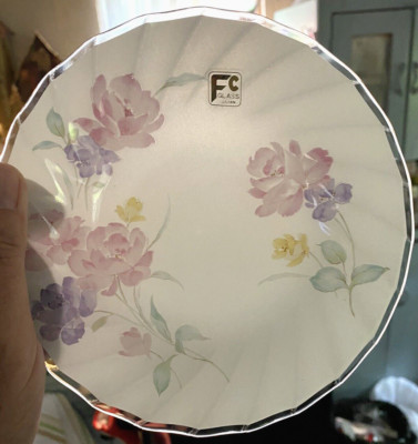 VTG FC Glass Co. Japan Cake Plate 11 5/8" and 5 matching Dessert Plates ...