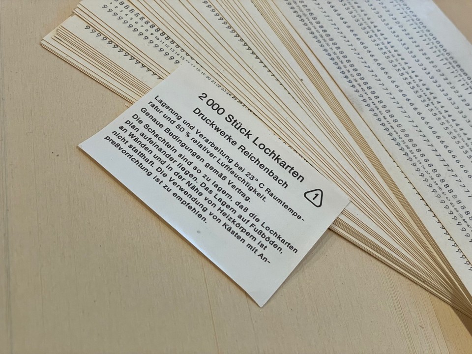 20 Lochkarten Druckwerke Reichenbach Punch cards IBM card format 80 ...