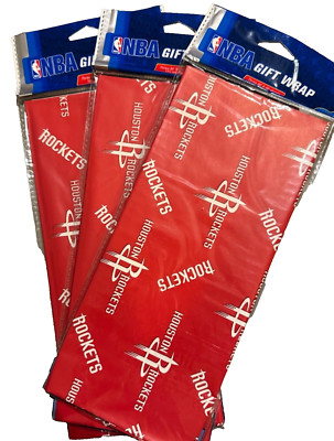 Lot 3 NBA Houston Rockets Gift Wrap Paper Xmas 9-Sheets 30"x20" Birth ...