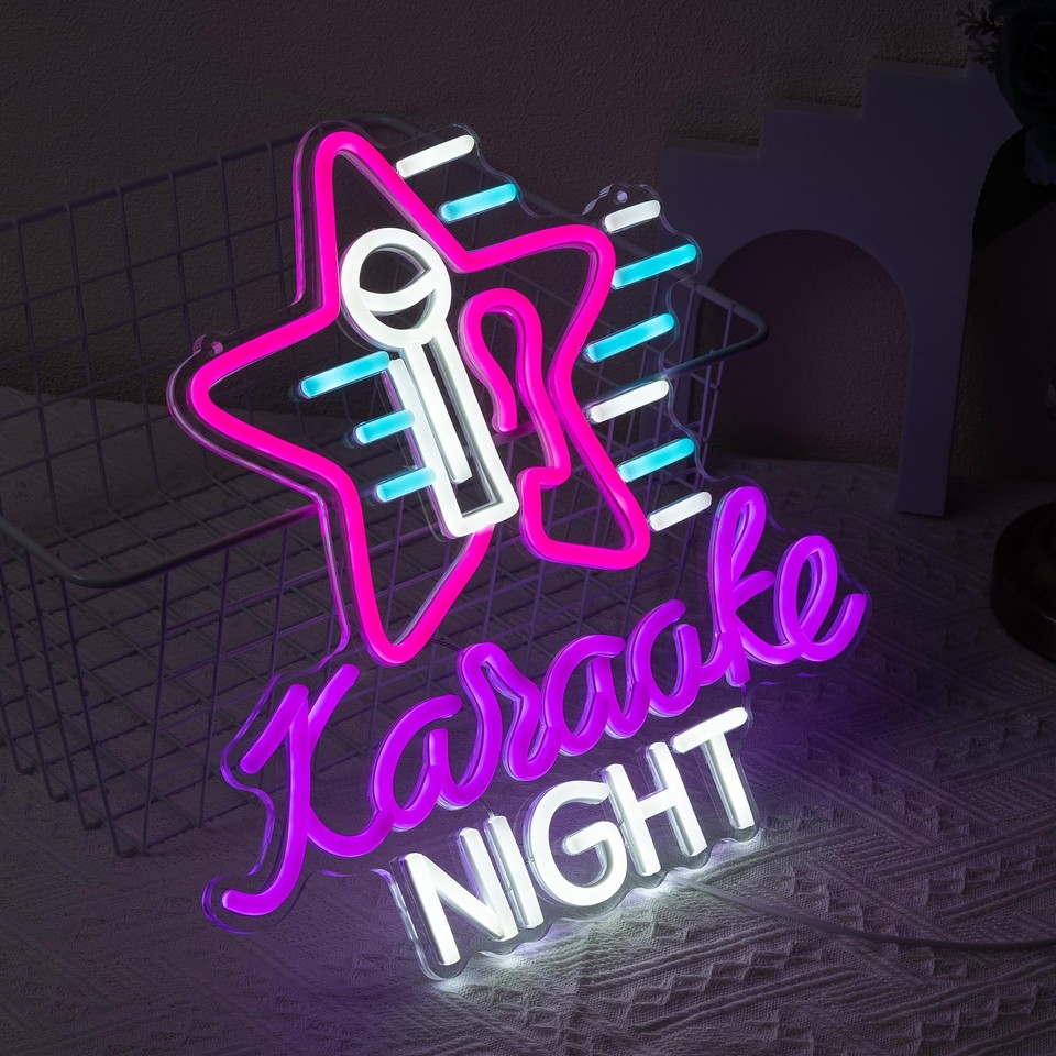 Karaoke Night Neon Sign Karaoke Neon Light for Music Room Colorful Led ...