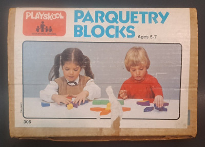 Playskool Parquetry Blocks #306 Vintage 1978 Wooden Colored Block Full ...