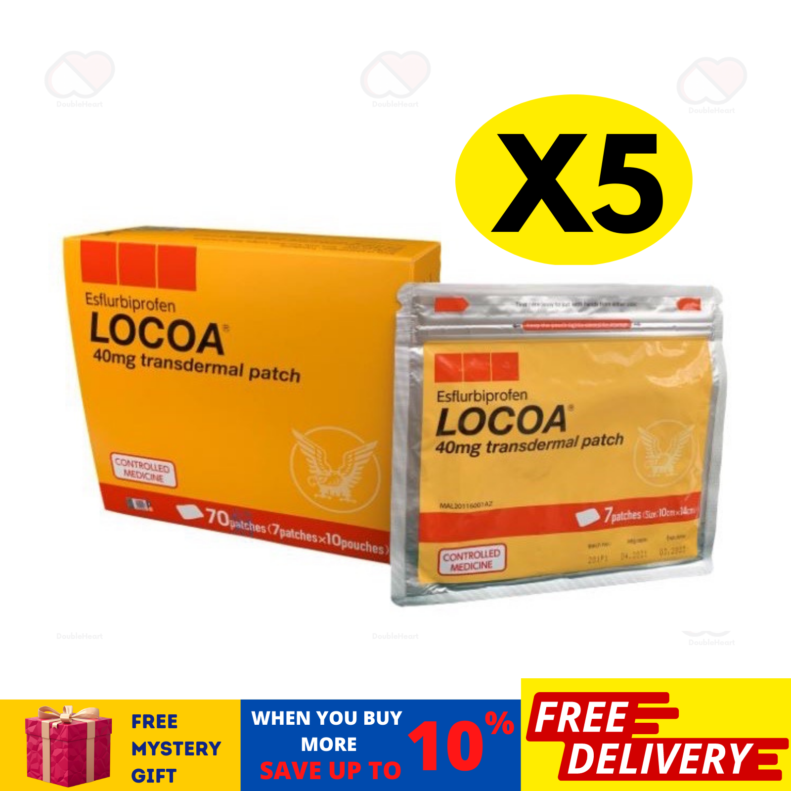 5 Pack (35 Patches) LOCOA 40mg Transdermal Joint Pain Relief | eBay
