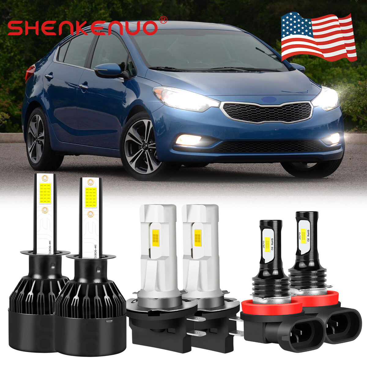For 2011-2013 Kia Optima Led Headlight Hi/Lo+Fog light Combo Bulbs ...