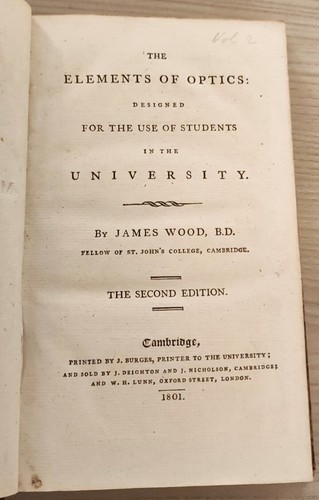 Elements of optics - J. Woods, Cambridge 1801 | eBay